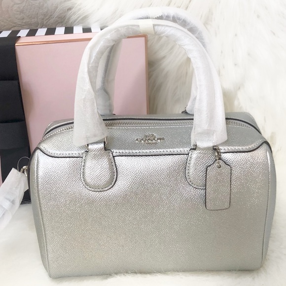 Coach | Bags | Coach Nwt Metallic Silver Crossbody Satchel Bag | Poshmark